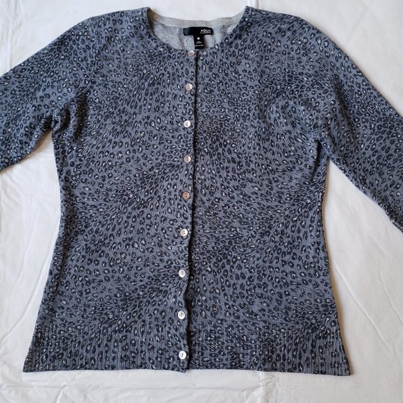 Aqua | Sweaters | Aqua 0 Cashmere Leopard Print Gray Cardigan | Poshmark